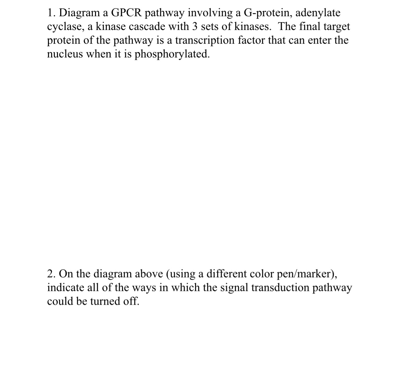 Solved 1. Diagram a GPCR pathway involving a G-protein, | Chegg.com