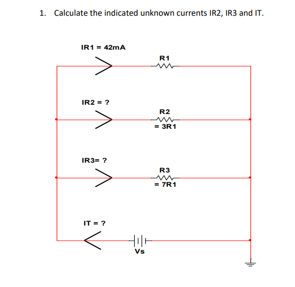 Solved 1. Calculate the indicated unknown currents IR2, IR3 | Chegg.com