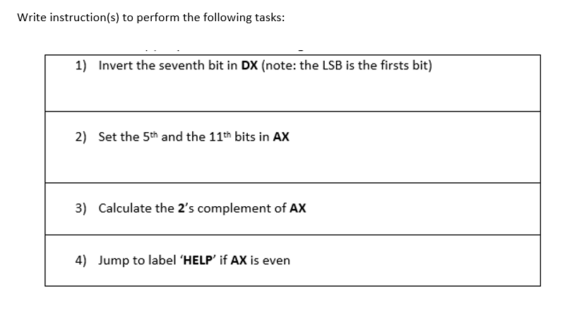 Solved Write instructions to perform the following tasks | Chegg.com