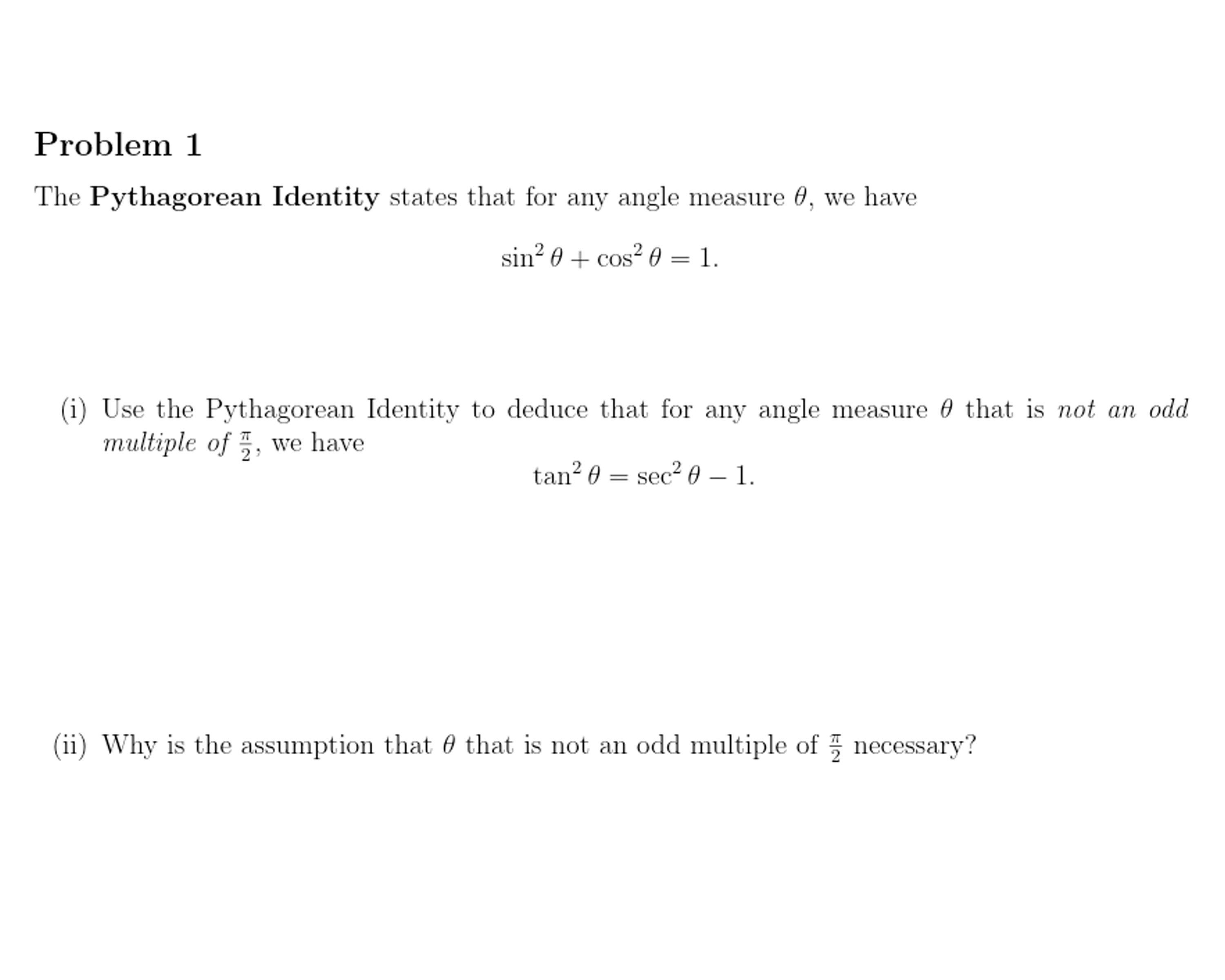 Solved The Pythagorean Identity states that for any angle | Chegg.com