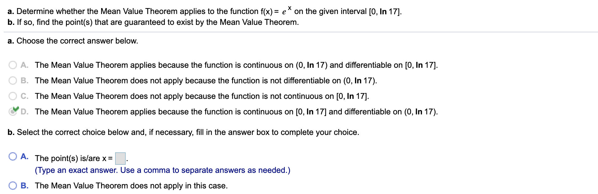 Solved A Determine Whether The Mean Value Theorem Applies Chegg