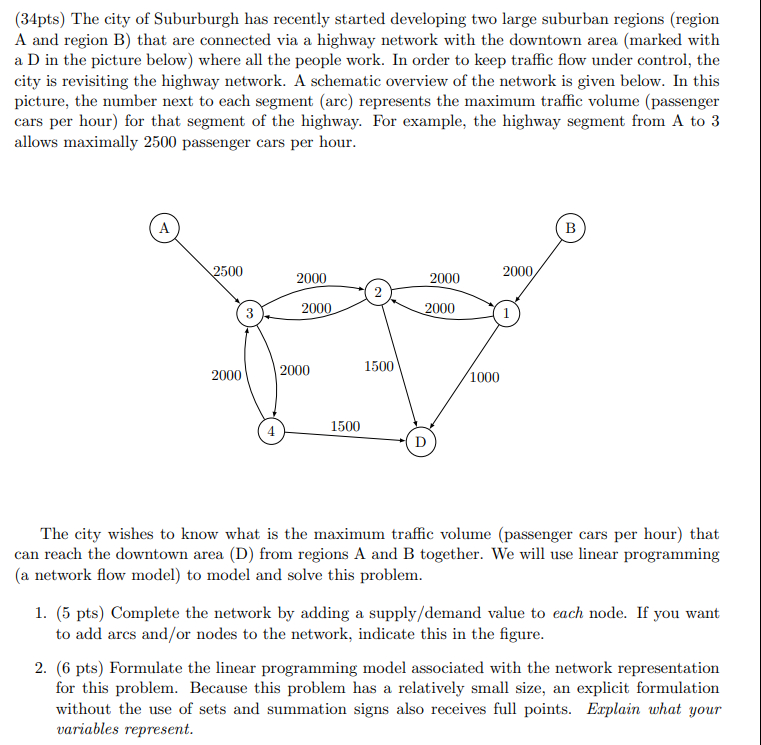 Solved (34pts) ﻿The city of Suburburgh has recently started | Chegg.com