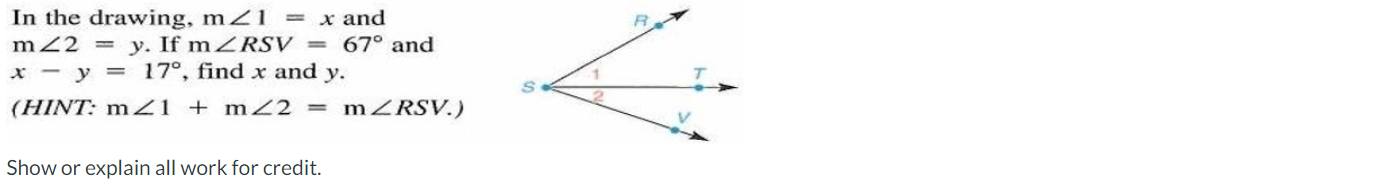 Solved In the drawing, \\( \\mathrm{m} \\angle 1=x \\) and | Chegg.com