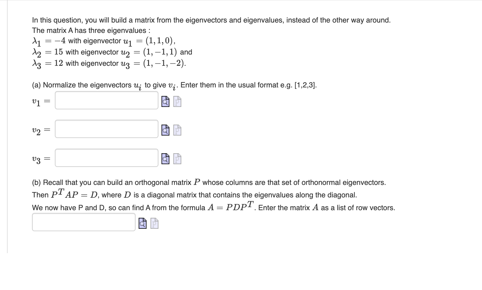 Solved In this question, you will build a matrix from the | Chegg.com