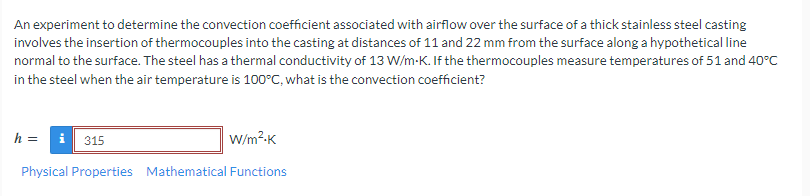 Solved An experiment to determine the convection coefficient | Chegg.com