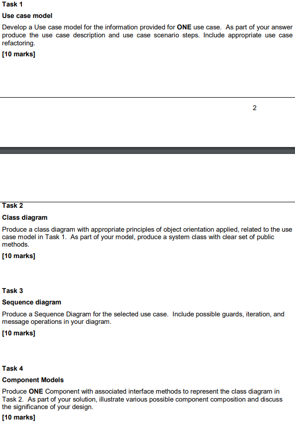 Solved Task 1 Use case model Develop a Use case model for | Chegg.com