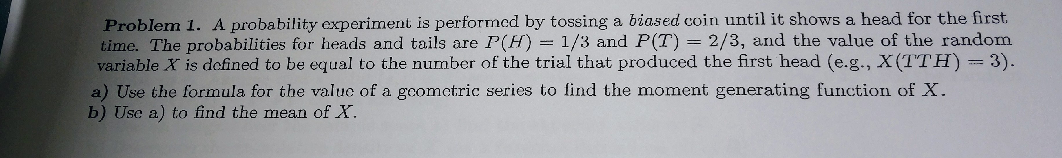 Solved Problem 1. A probability experiment is performed by | Chegg.com
