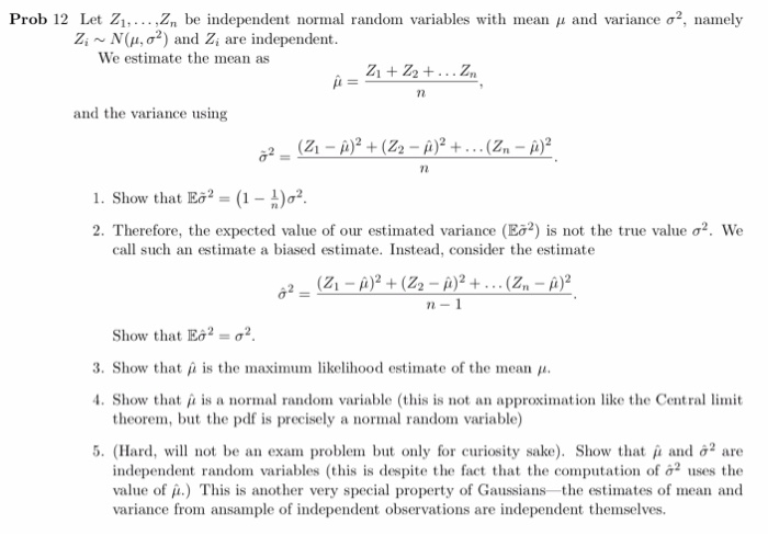 Solved ,Zn be independent normal random variables with mean | Chegg.com