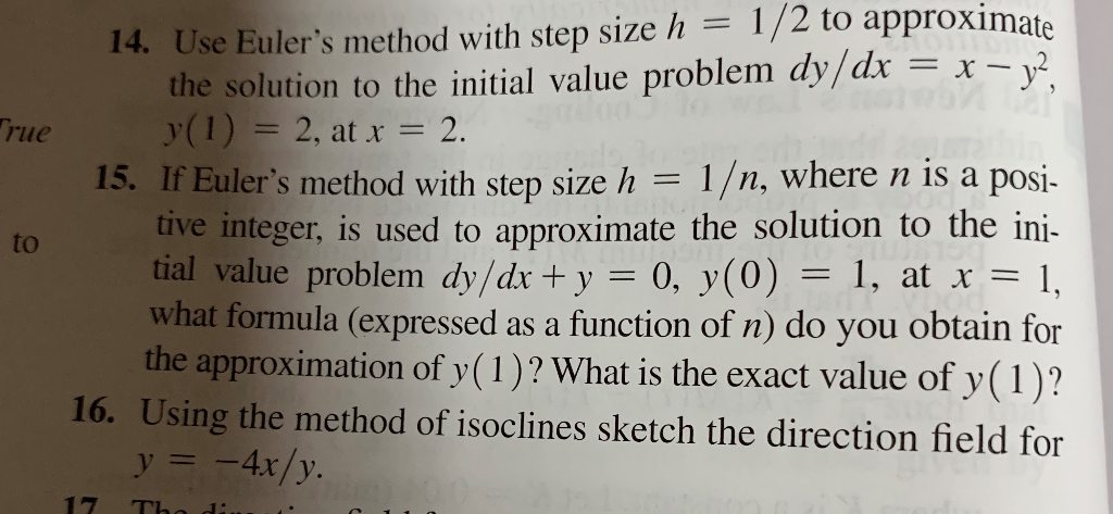 Solved 14. Use Euler's method with step size h = 1/2 to | Chegg.com