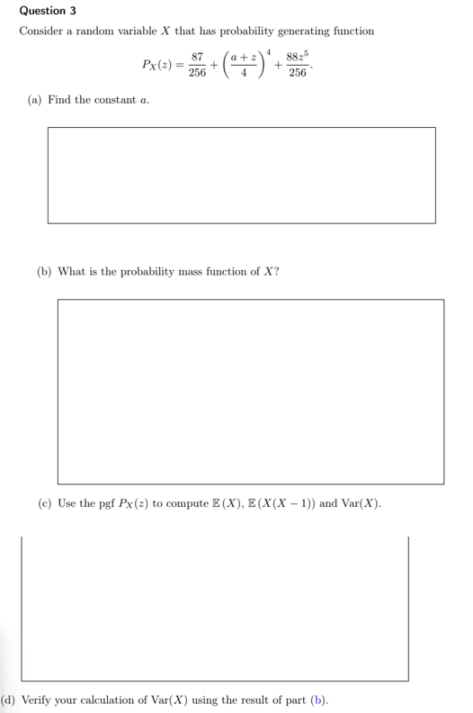 Solved Question 3 Consider a random variable X that has | Chegg.com