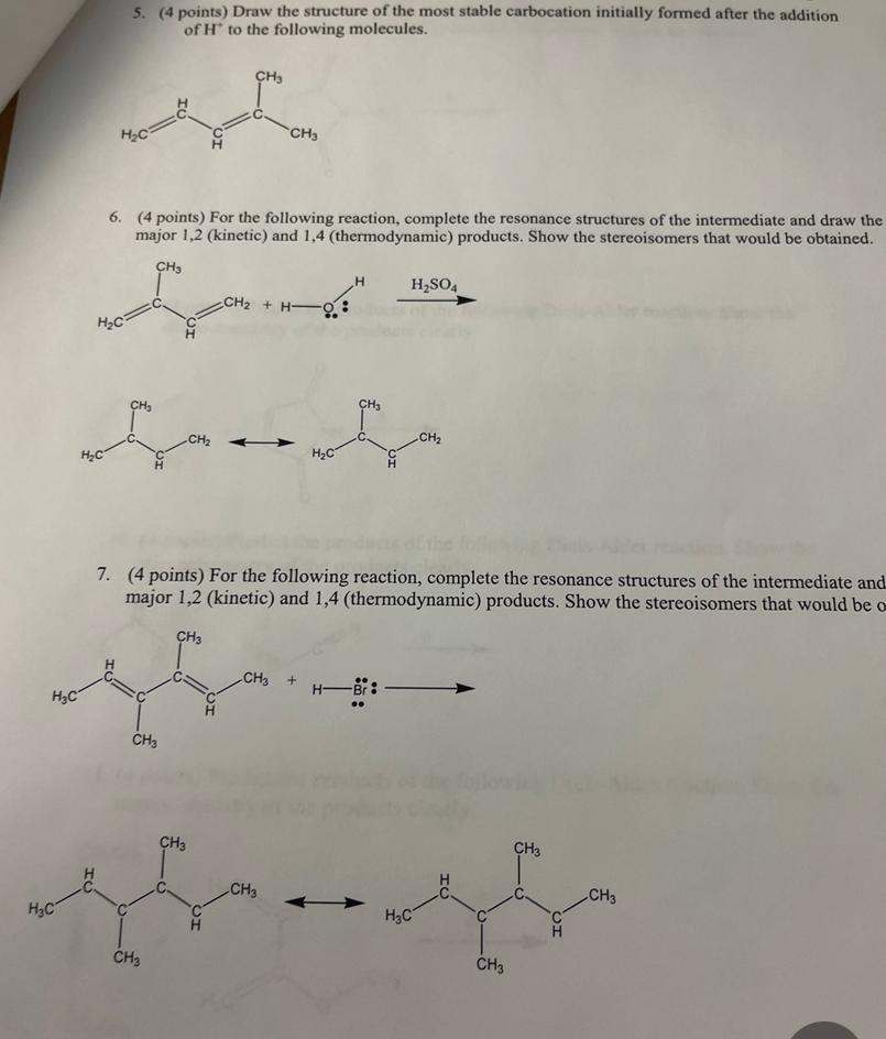 Solved 5. (4 points) Draw the structure of the most stable | Chegg.com