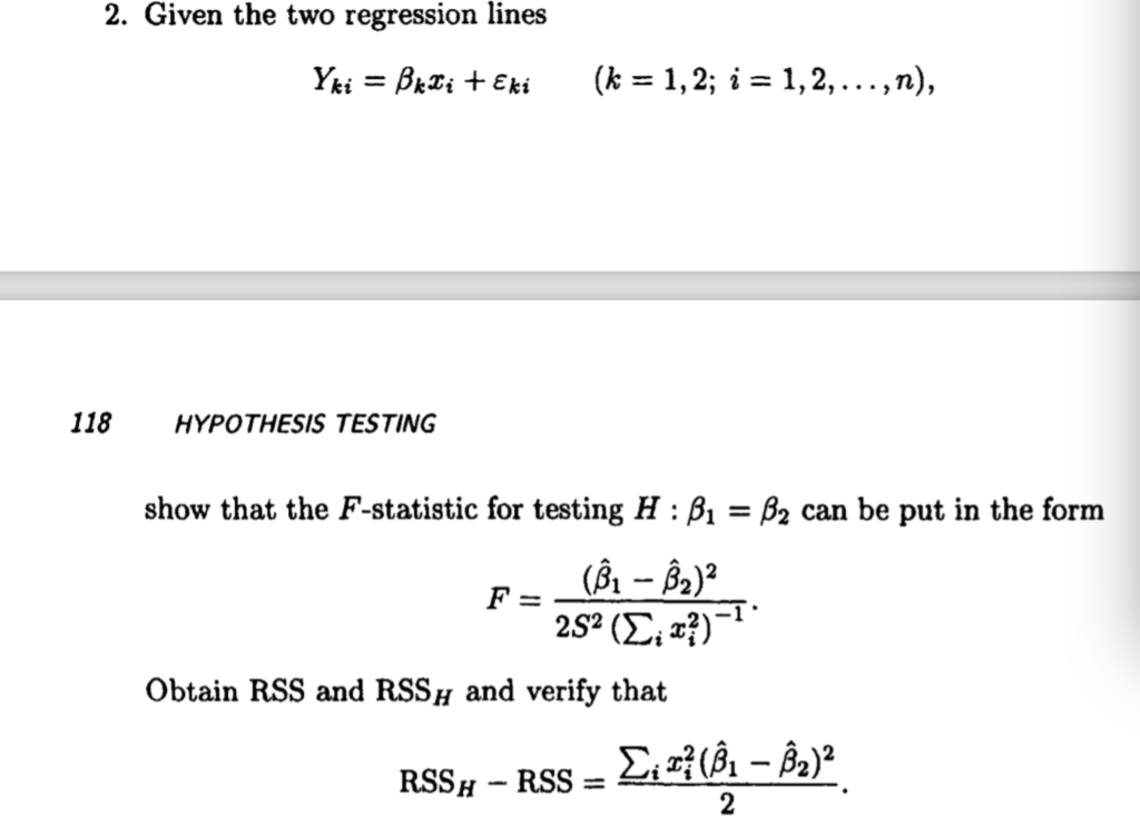 Solved 2. Given the two regression lines 118 HYPOTHESIS | Chegg.com