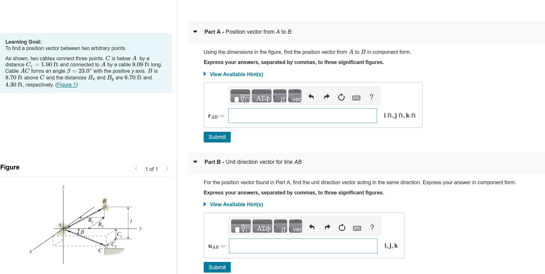 Solved Learning Goal:To ﻿find a position vector between two | Chegg.com