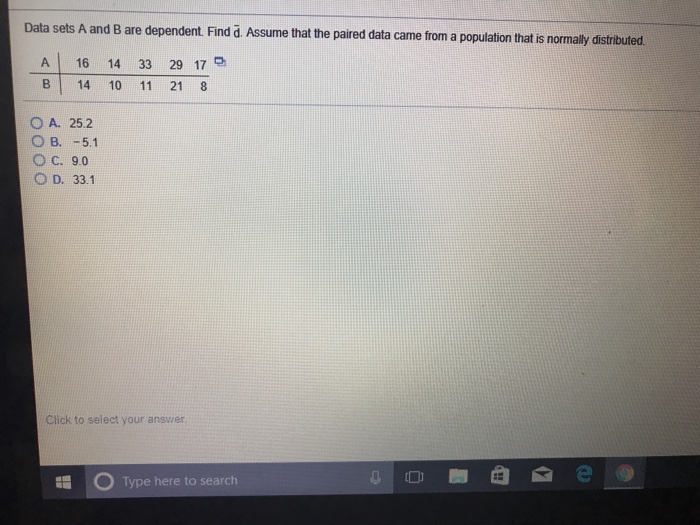 Solved Data sets A and B are dependent Find d Assume that | Chegg.com