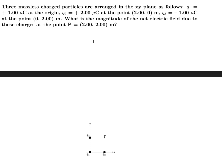 Solved Three massless charged particles are arranged in the | Chegg.com