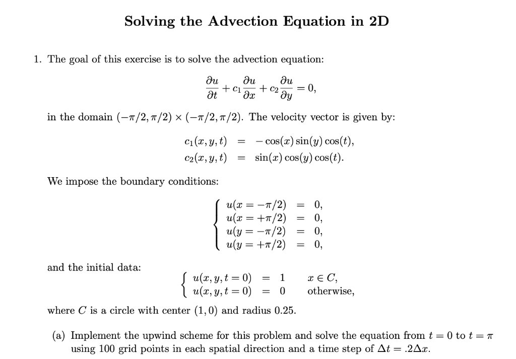 Solving The Advection Equation In 2d 1 The Goal Of