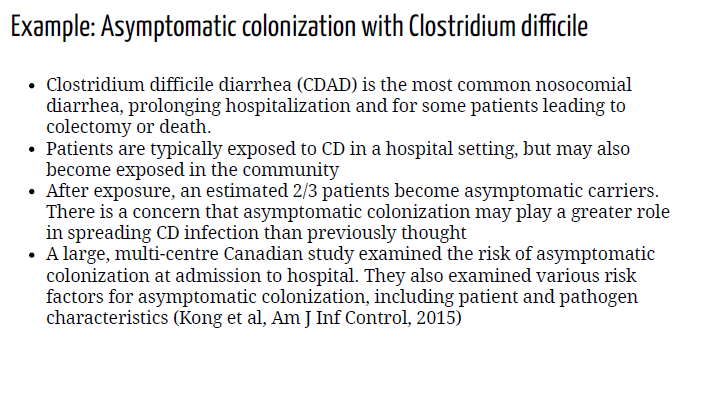 Solved Example: Asymptomatic colonization with Clostridium | Chegg.com