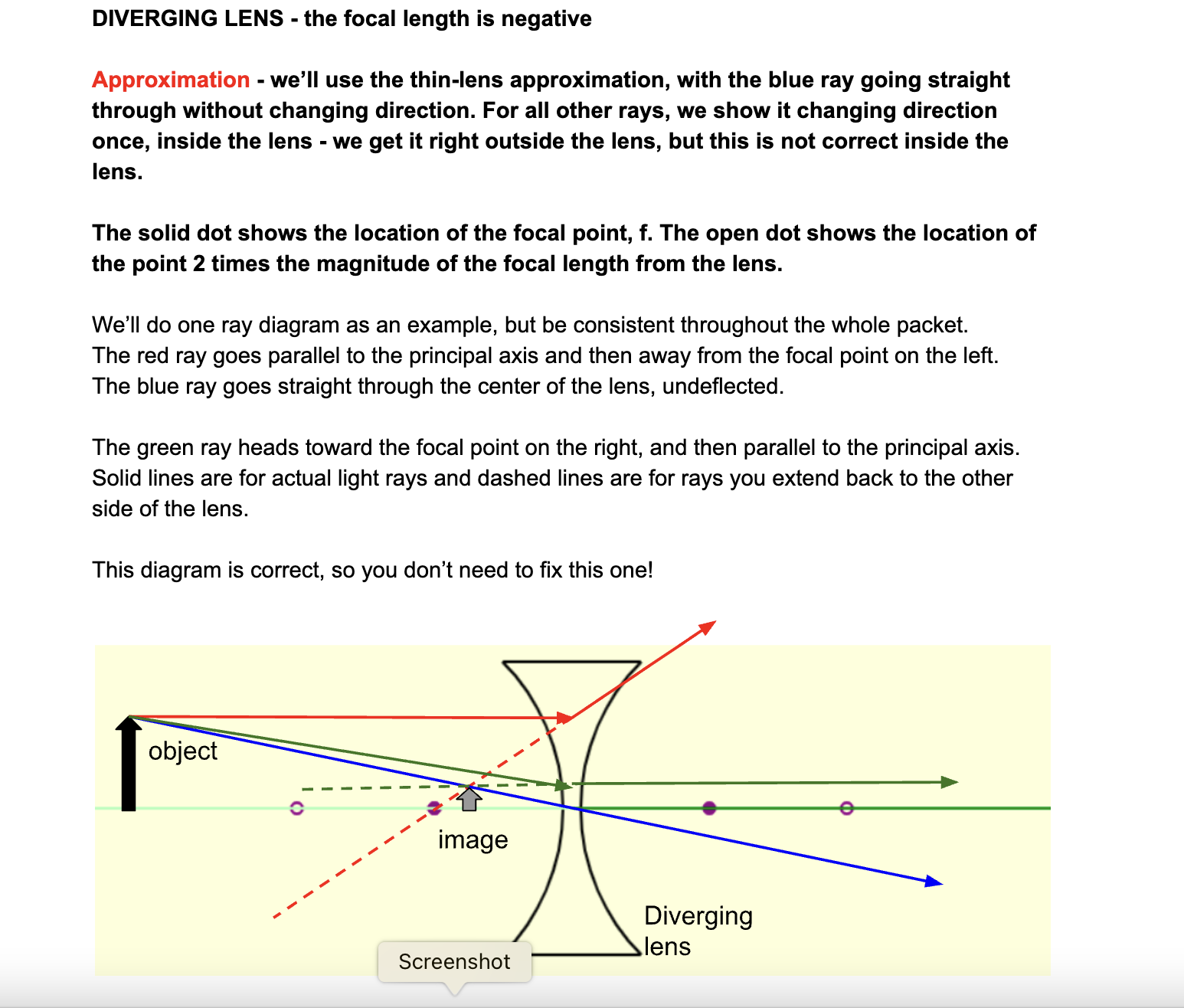 Solved DIVERGING LENS - ﻿the focal length is negative | Chegg.com