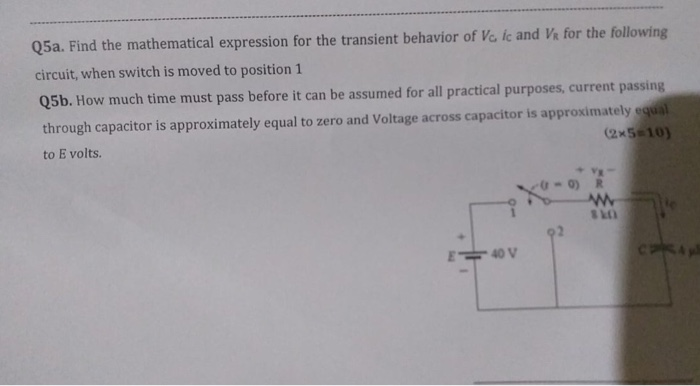 Solved a. Find the mathematical expression for the transient | Chegg.com