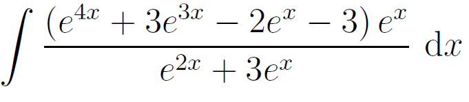 Solved ∫e2x+3ex(e4x+3e3x−2ex−3)ex dx | Chegg.com