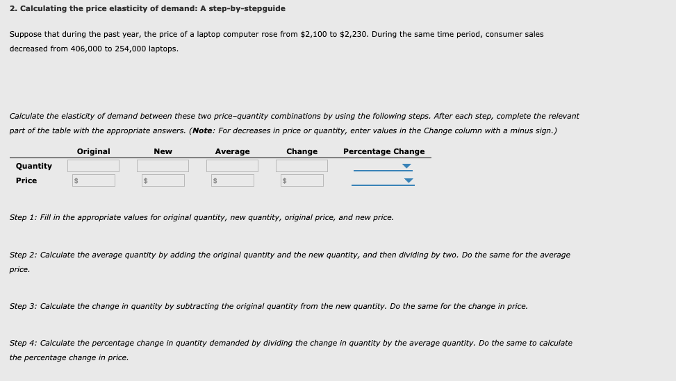 Solved 2. Calculating the price elasticity of demand: A | Chegg.com