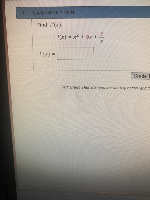 Solved 1. LarApCalc10 2.2.054 Find f(x). f(x) =x2 + 9x + | Chegg.com