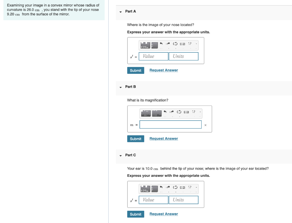Solved Examining your image in a convex mirror whose radius | Chegg.com