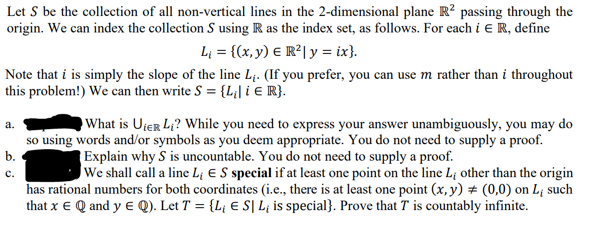 Solved Let S be the collection of all non-vertical lines in | Chegg.com