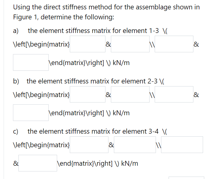 Solved Figure 1Using the direct stiffness method for the | Chegg.com