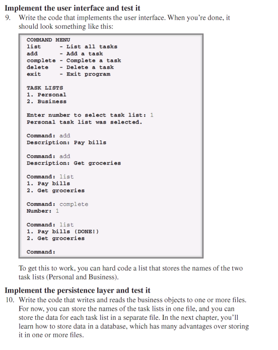 Solved Exercise 16-1 Design a Task List program and | Chegg.com