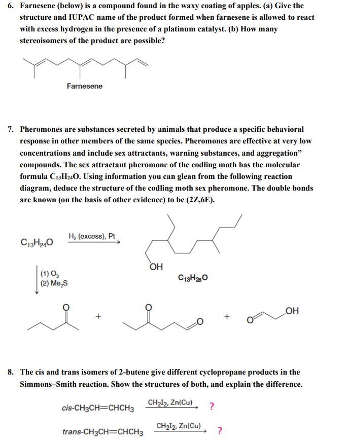 Solved 6. Farnesene (below) is a compound found in the waxy | Chegg.com