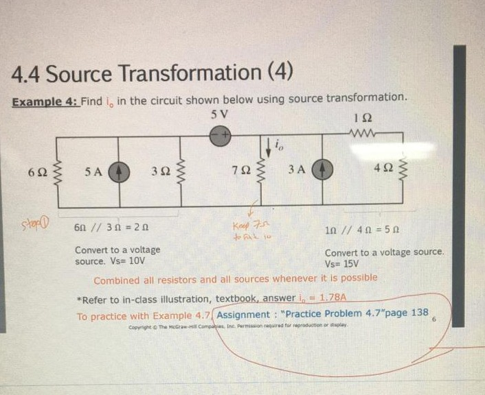 Solved 4 4 Source Transformation 4 Example 4 Find Io In