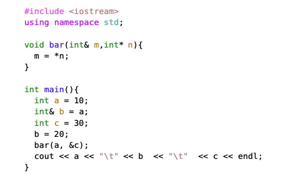 Solved #include using namespace std; void bar(int& m,int* | Chegg.com