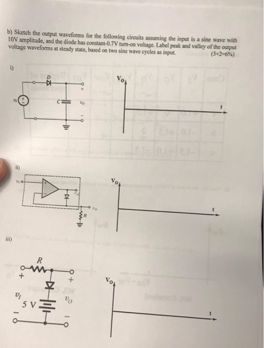 Solved b) Sketch the output waveforms for the following | Chegg.com