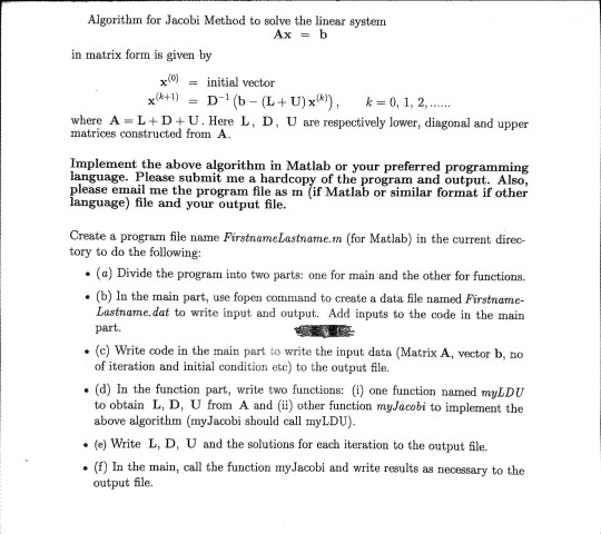 Solved Help with Jacobi Method implementing code in MATLAB A | Chegg.com