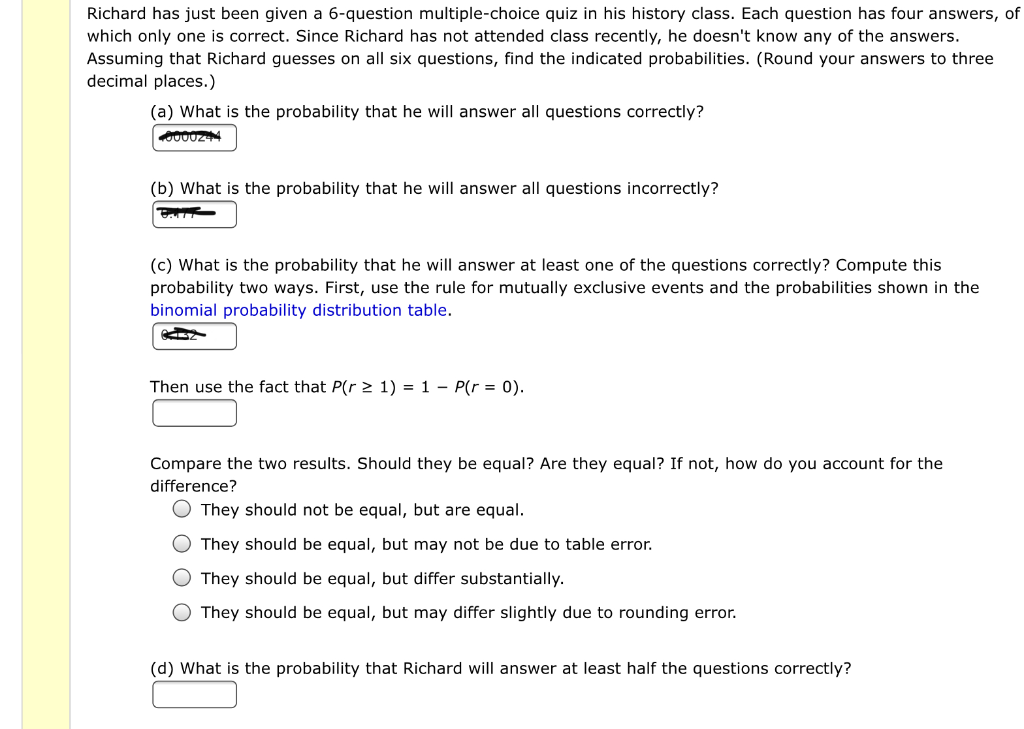 Solved Richard has just been given a 6-question | Chegg.com
