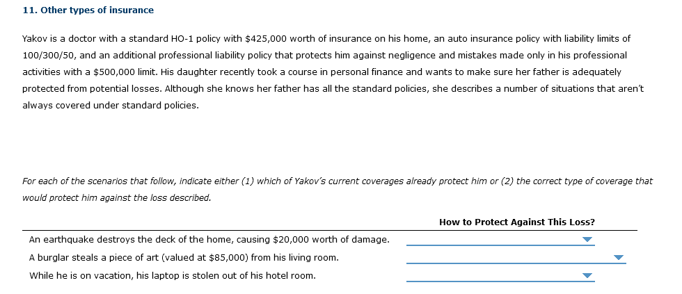 Blank 1 Options: Buy a personal property floater, | Chegg.com