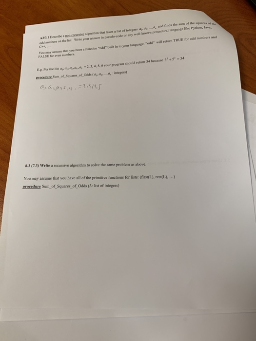 Solved and finds the sum of the sqpares of odd sumbers on | Chegg.com