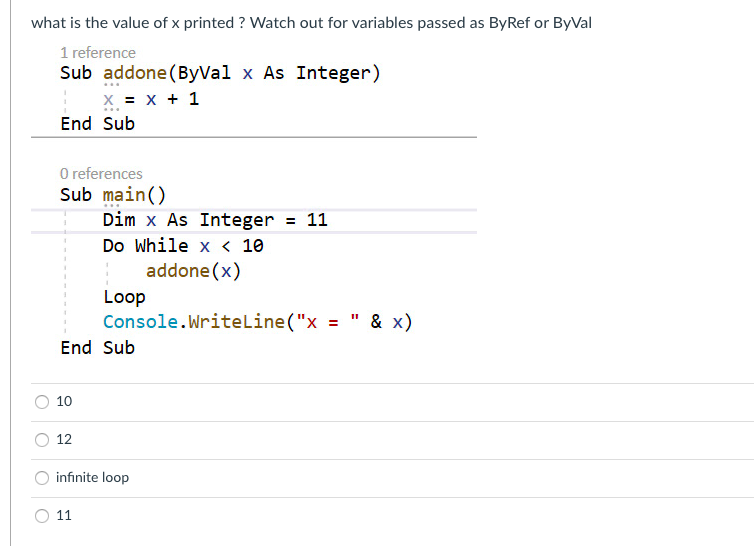 Solved what is the value of x printed here Sub myMax4(ByVal | Chegg.com