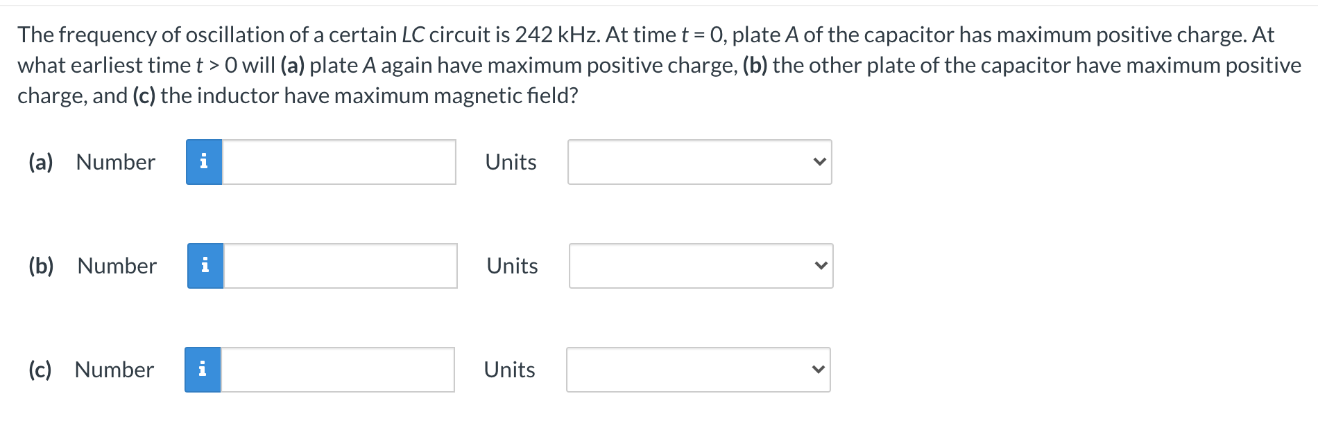 Solved The frequency of oscillation of a certain LC circuit | Chegg.com