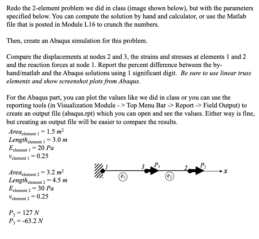 Solved Redo the 2-element problem we did in class (image | Chegg.com