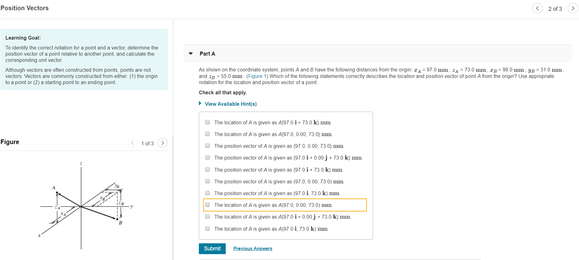 Solved Position Vectors 6 2 of 3 Learning Goal: To identify | Chegg.com