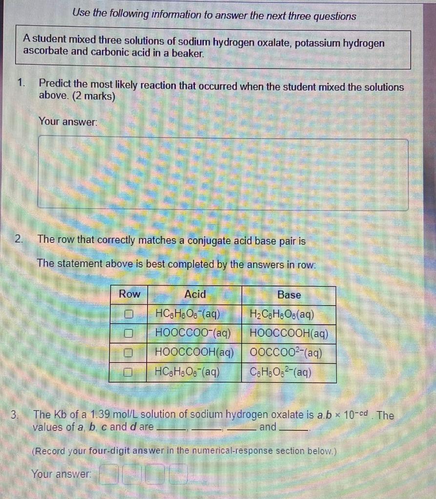 Solved Use the following information to answer the next | Chegg.com