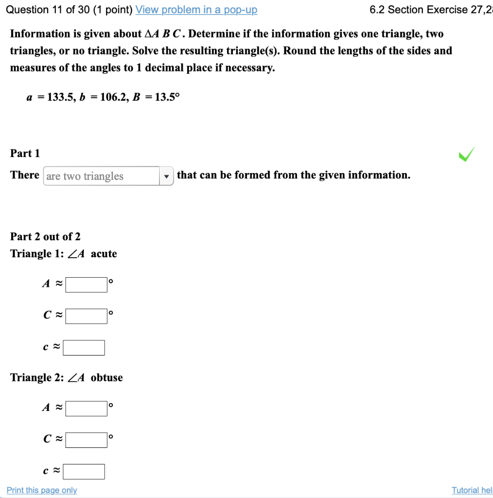 Solved Question 11 of 30 (1 point) View problem in a pop-up | Chegg.com