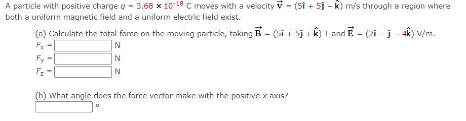 Solved A particle with positive charge q = 3.68 x 10-18 C | Chegg.com
