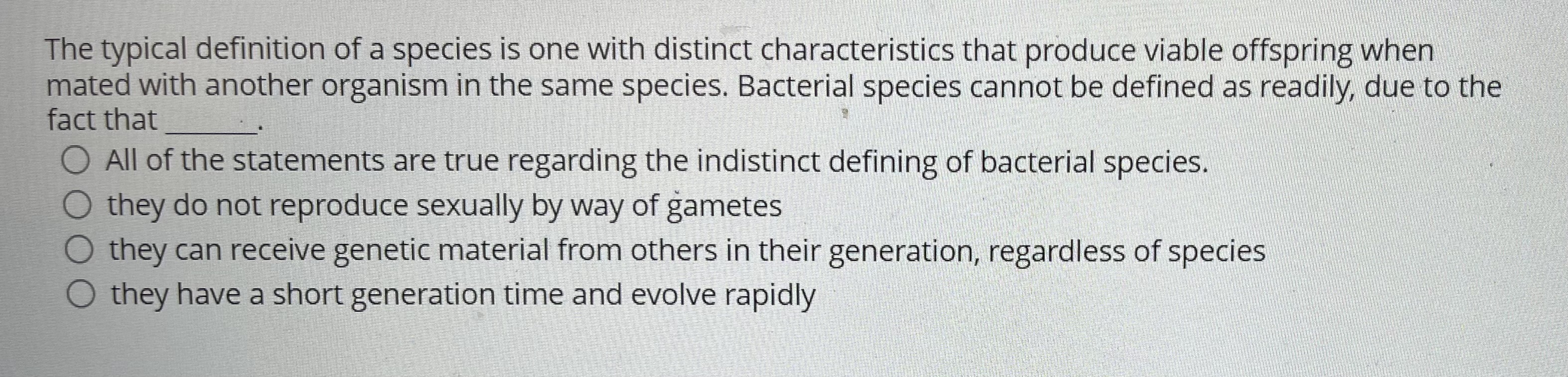 Solved The typical definition of a species is one with | Chegg.com