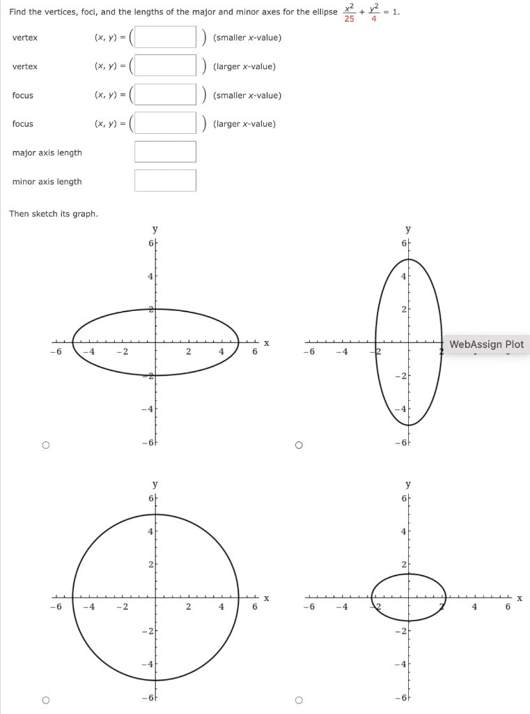 Solved Find the vertices, foci, and the lengths of the major | Chegg.com
