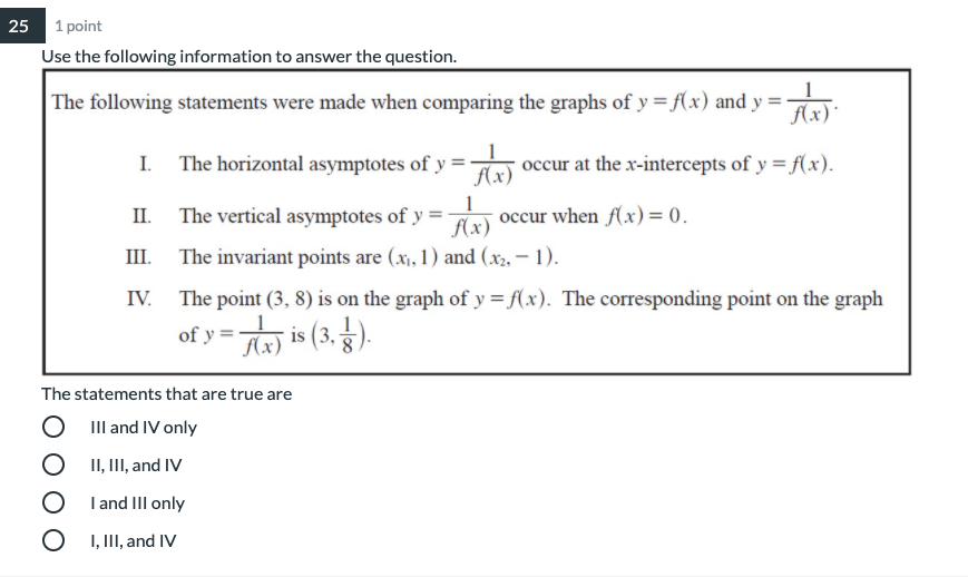 Solved 25 1 point Use the following information to answer | Chegg.com
