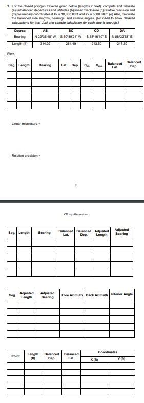 Solved Please Complete the Table for Question 4 and per the | Chegg.com