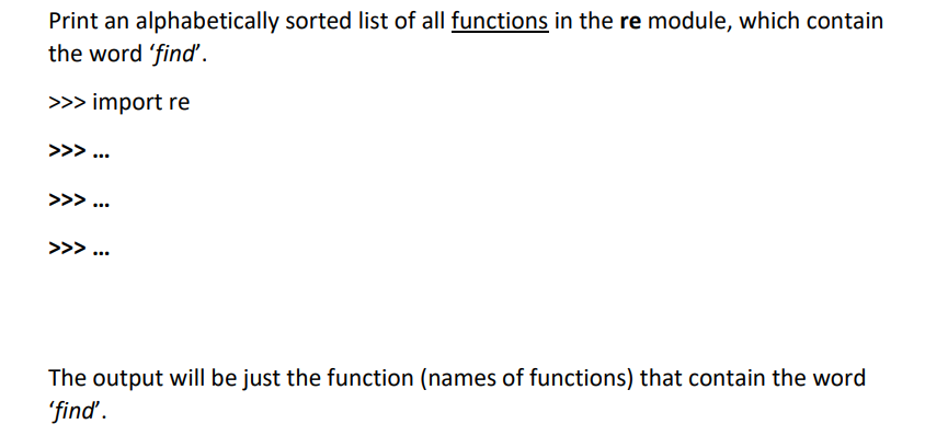 Solved Print an alphabetically sorted list of all functions | Chegg.com